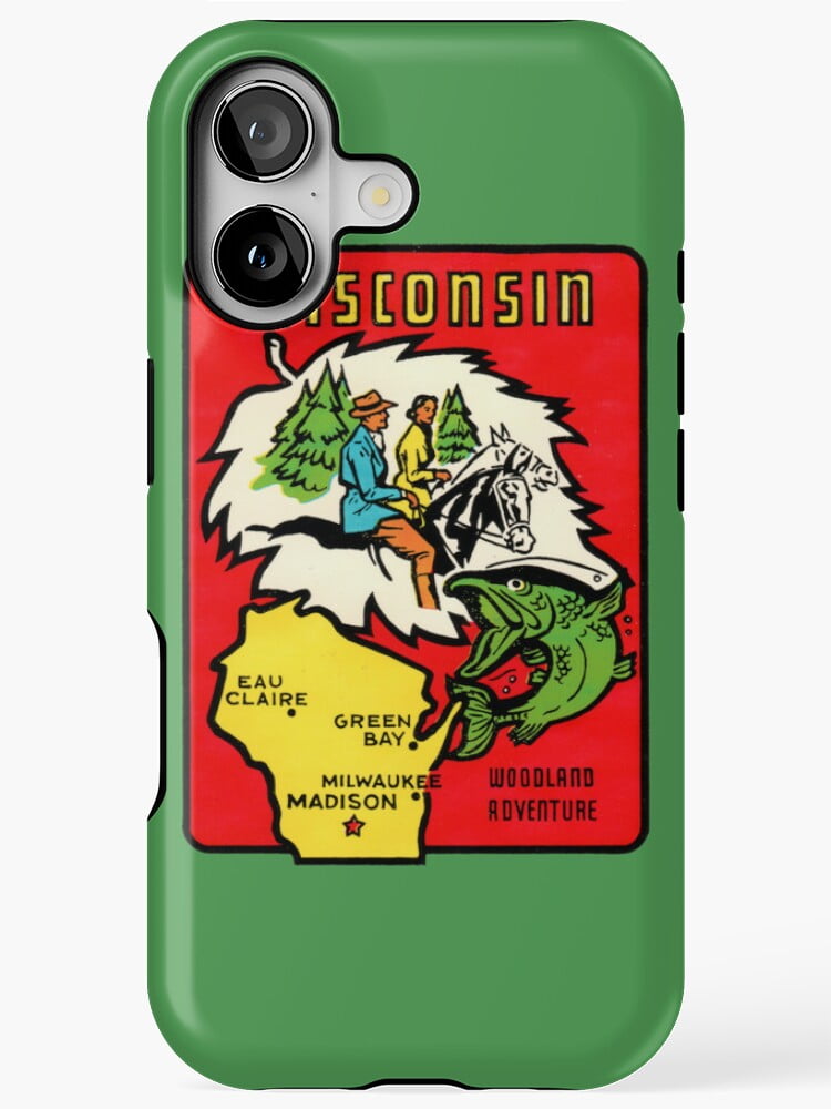 Wisconsin State Map Vintage Travel Decal Retro Artwork Phone Case ...