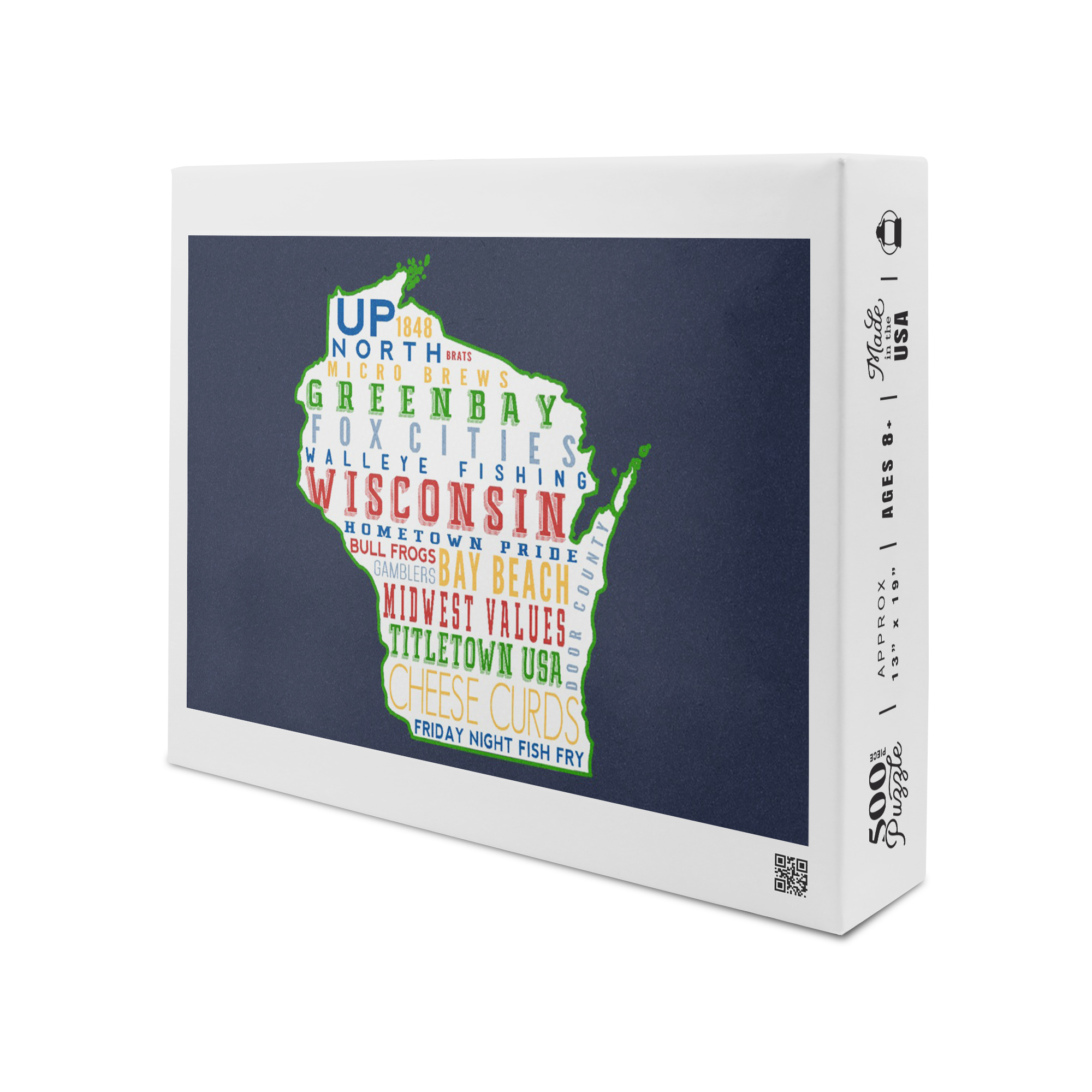 Wisconsin, State Outline, Typography (19x27 inches, Premium 500 Piece ...