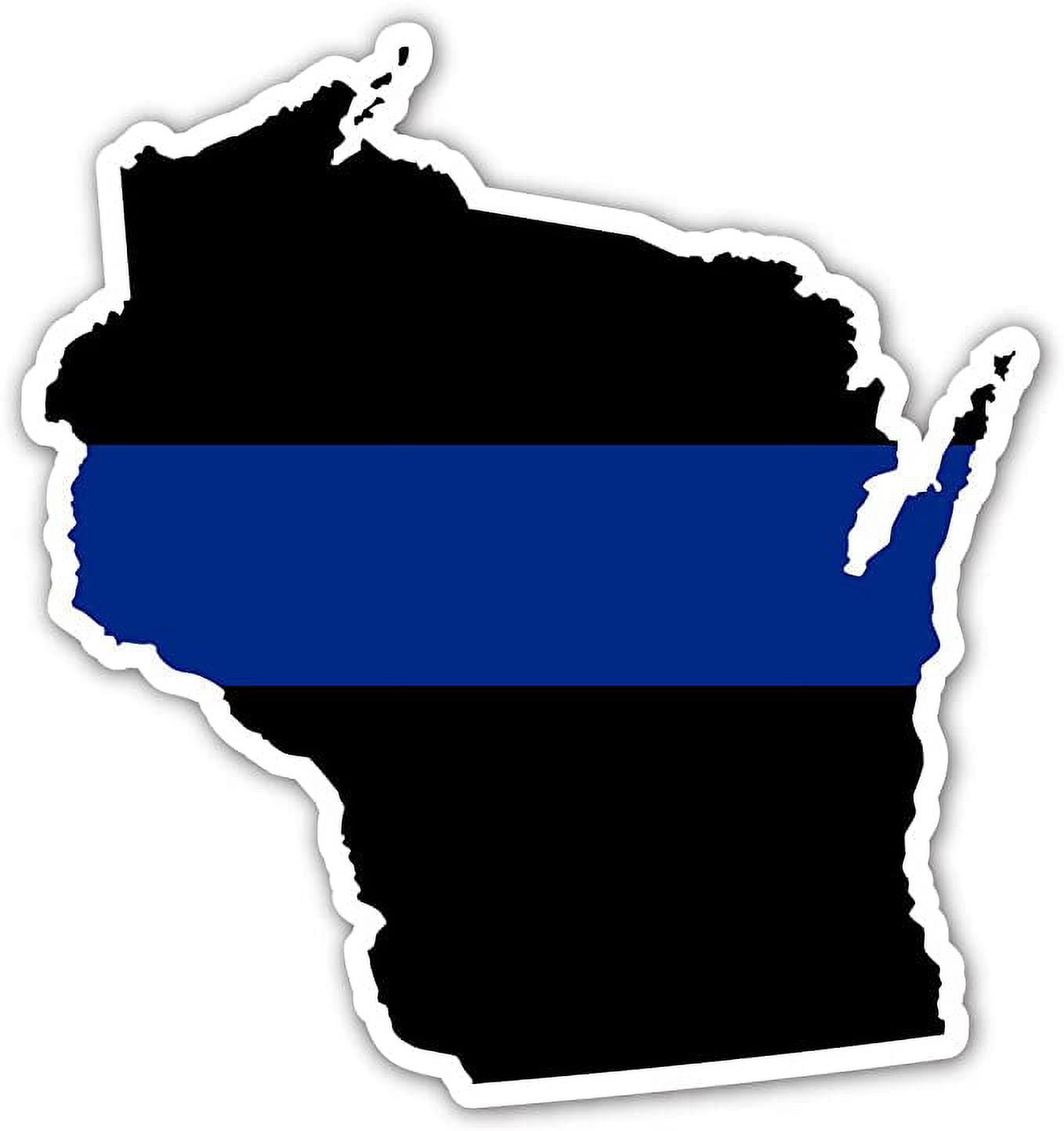 Wisconsin State Shape Police The Thin Blue Line Ribbon - Law ...