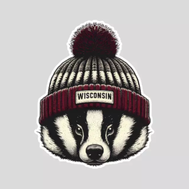 Wisconsin Sticker Badger Cute Animal Novelty Laptop Car Sticker Phone ...