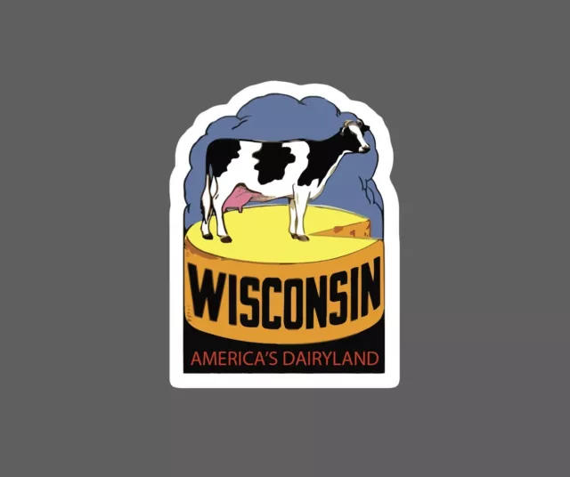 Wisconsin Sticker Cheese Cow Waterproof Sticker Phone Decal Water ...