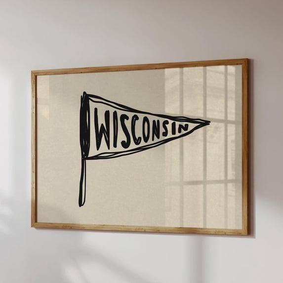 Wisconsin (U.S. State) Pennant Print: Retro Poster UNFRAMED PAPER ...