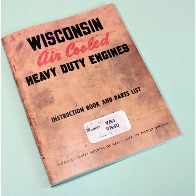 Wisconsin Vh4 Vh4D Engine Service Repair Instruction Operators Parts ...
