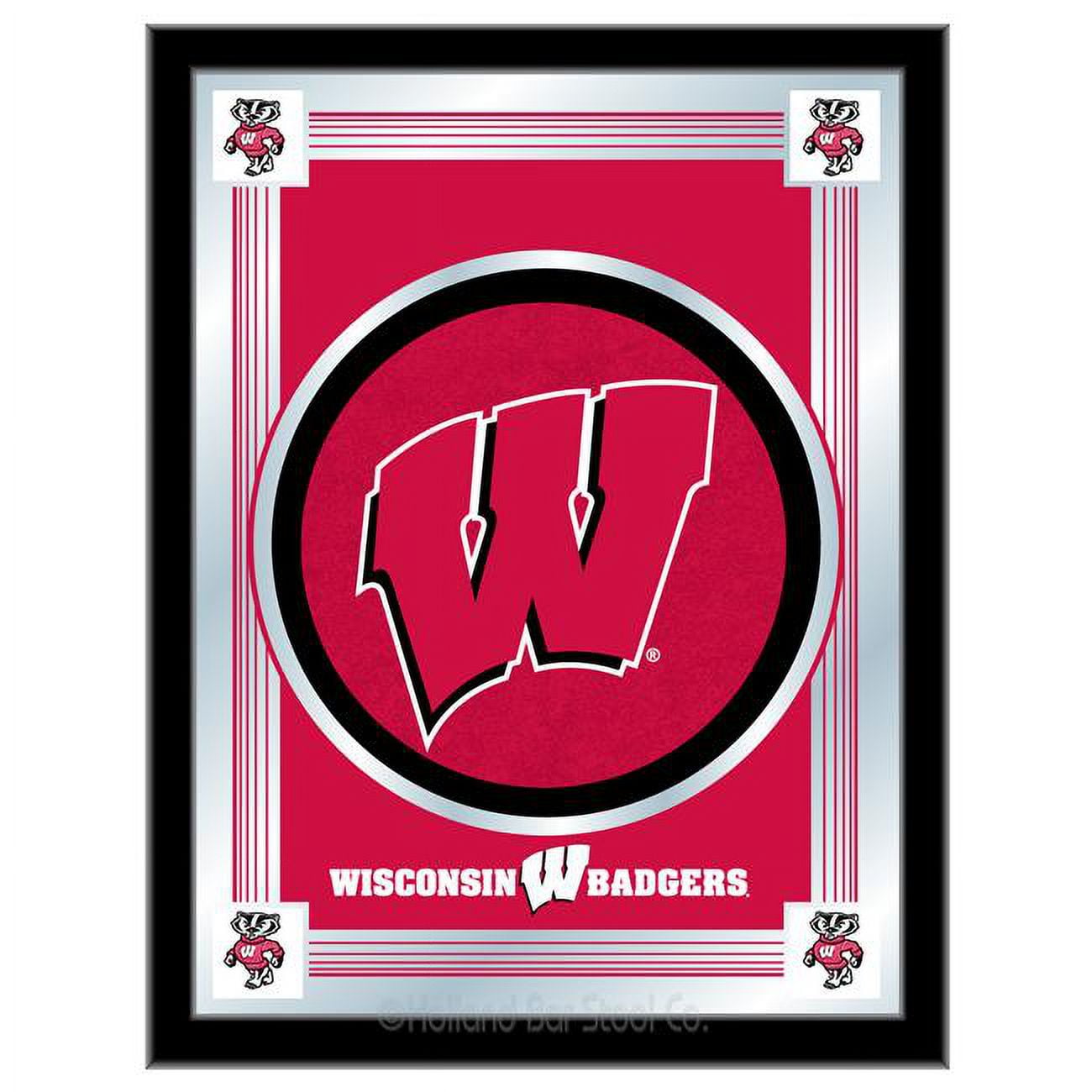 Wisconsin W 17 x 22 in. University Logo Mirror - Black - Walmart.com