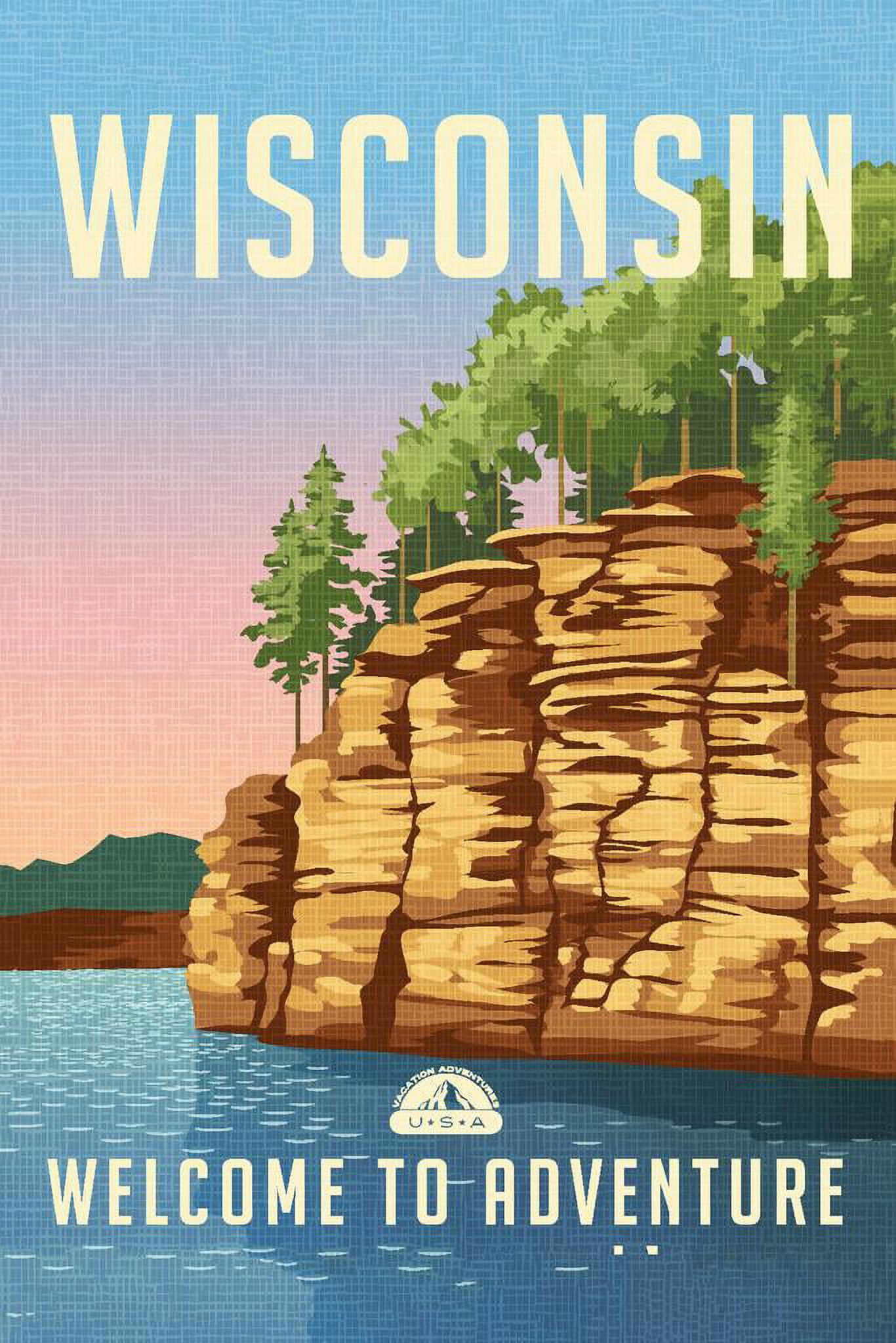 Wisconsin Welcome To Adventure Retro Vintage Travel Outdoor Nature ...