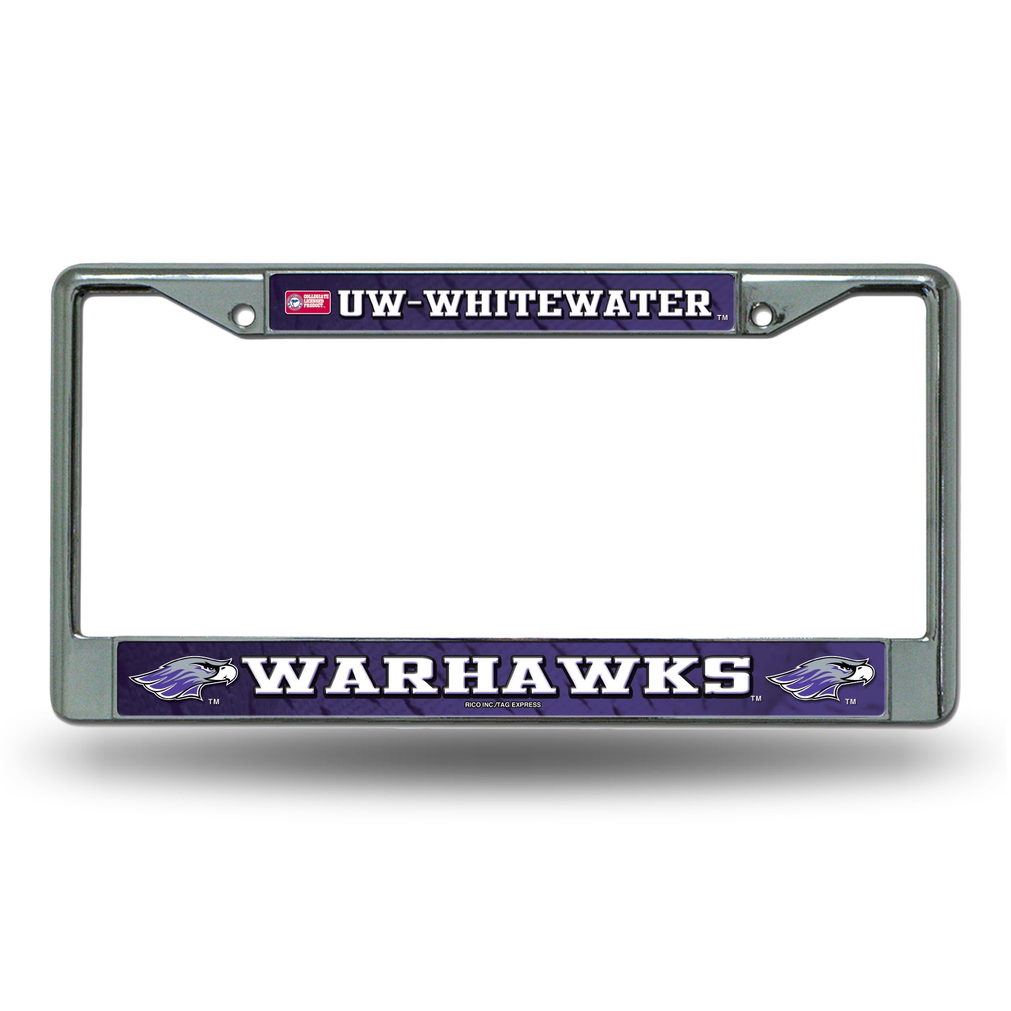 Wisconsin Whitewater Warhawks NCAA Chrome Metal License Plate Frame ...