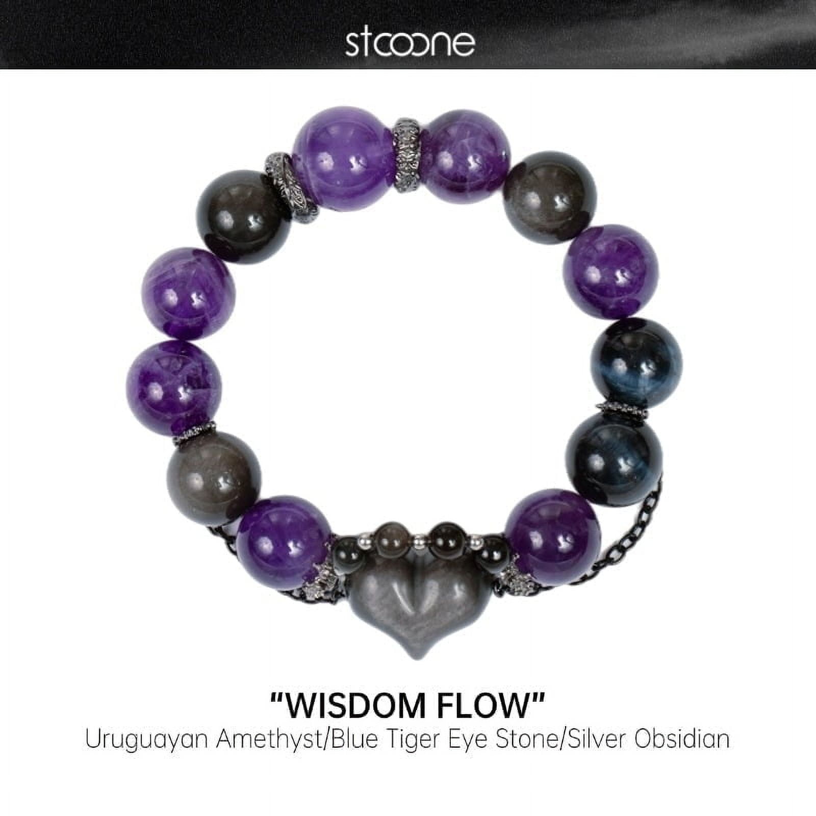Stooone Wisdom Flow Crystal Uruguayan Amethyst Bracelet, Purple/Blue - Walmart.com