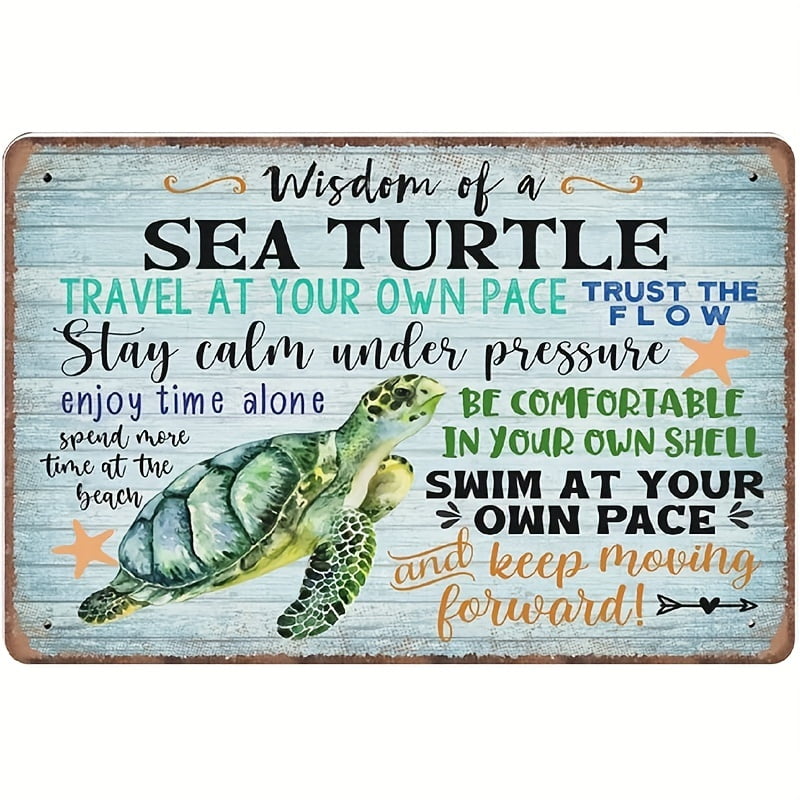 Wisdom Of Sea Turtle Tin Signs, Coastal Decor, Inspirational, Beach ...