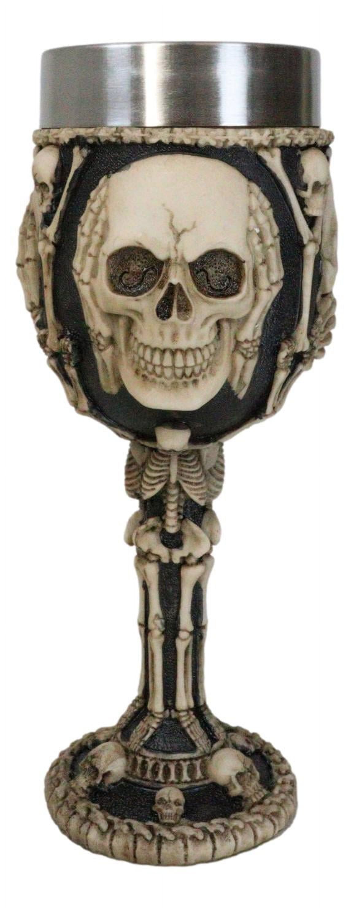 Wisdom Of The Ages See Hear Speak No Evil Skeleton Skulls Wine Goblet ...