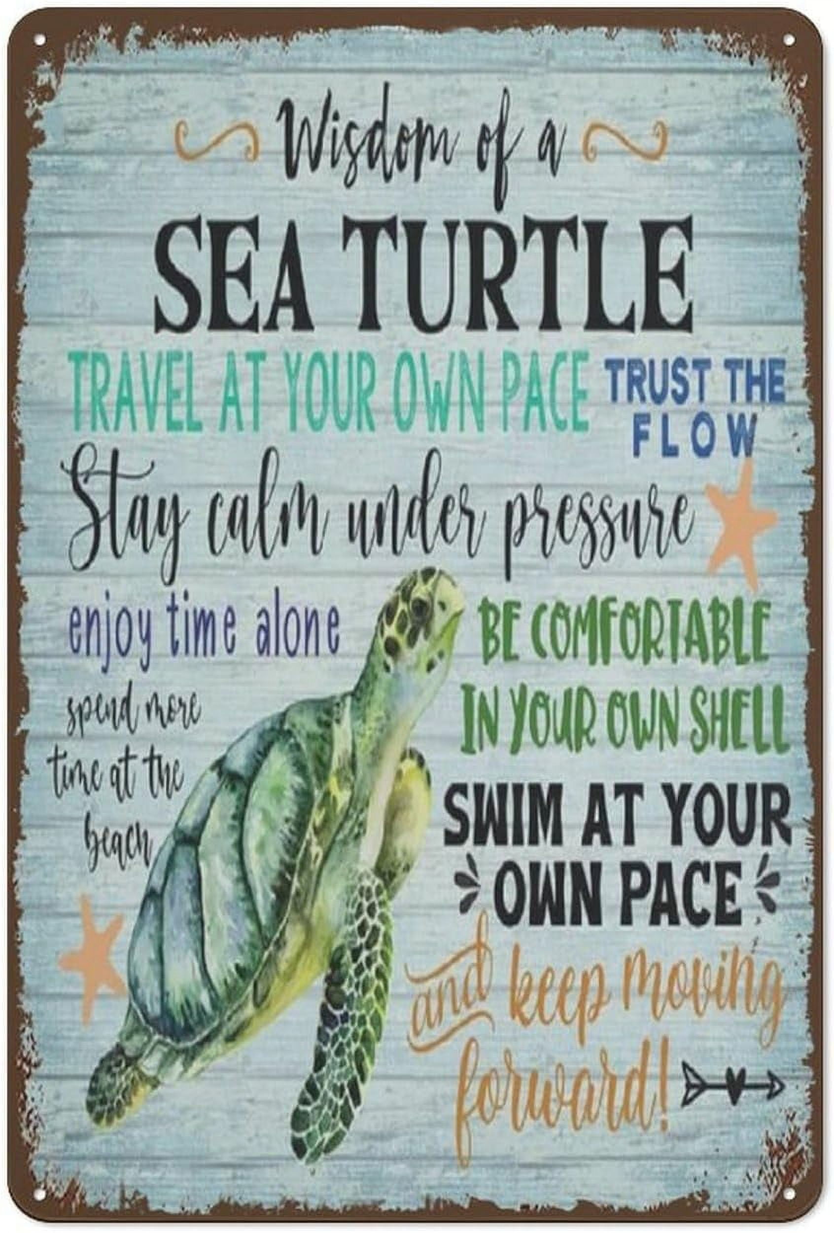 Wisdom of Sea Turtle Tin Signs Coastal Inspirational Beach Wall Decor ...