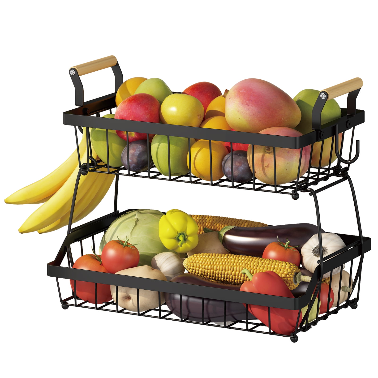 Wisdom Star 2 Tier Farmhouse Fruit Basket, Veggie Organizer with Side ...