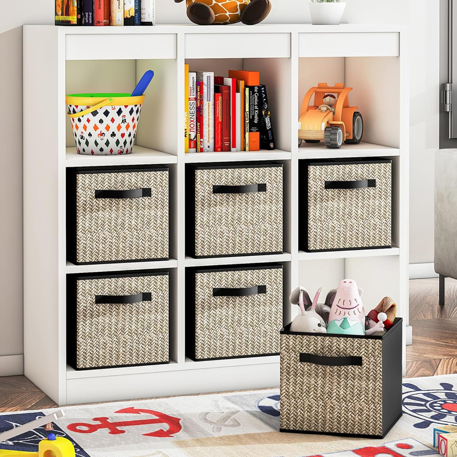 6 Pack Fabric Storage Cubes with Handle, Foldable 12 Inch Large Cube ...