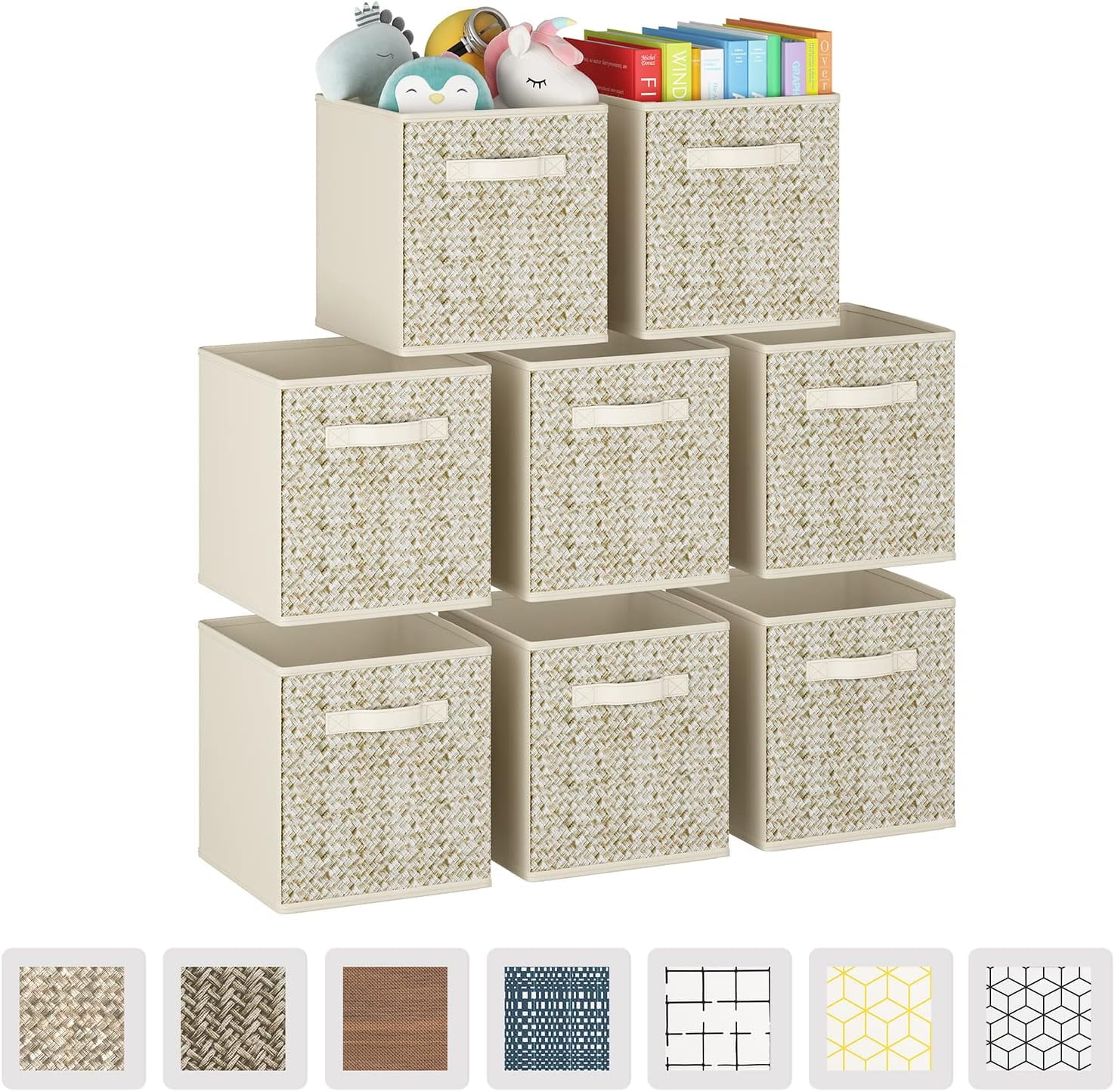 8 Pack Fabric Storage Cubes with Handle, Foldable 13x13x13 Inch Cube ...