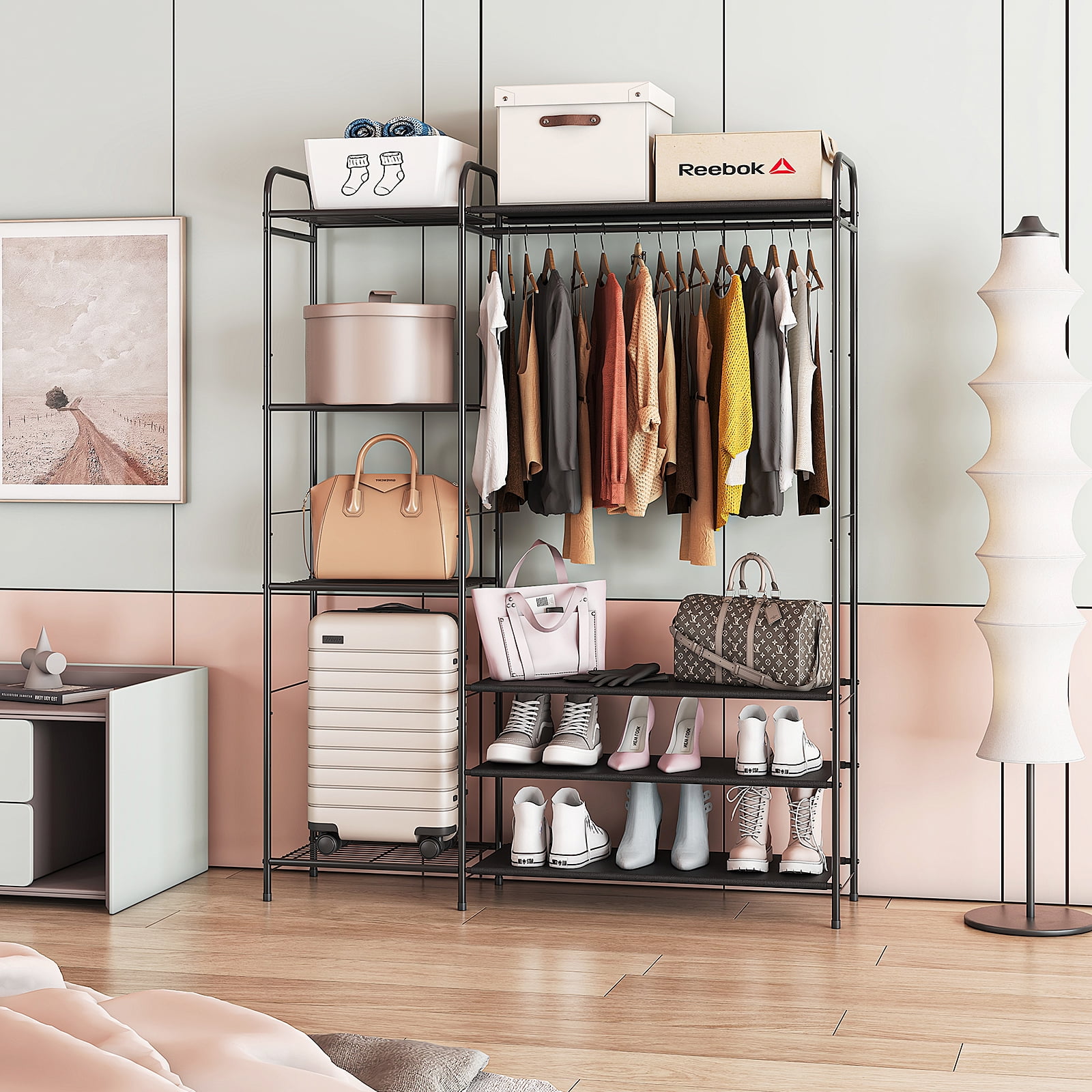 Wisdom Star Metal Free-standing Wardrobe, Clothes Organizer with ...