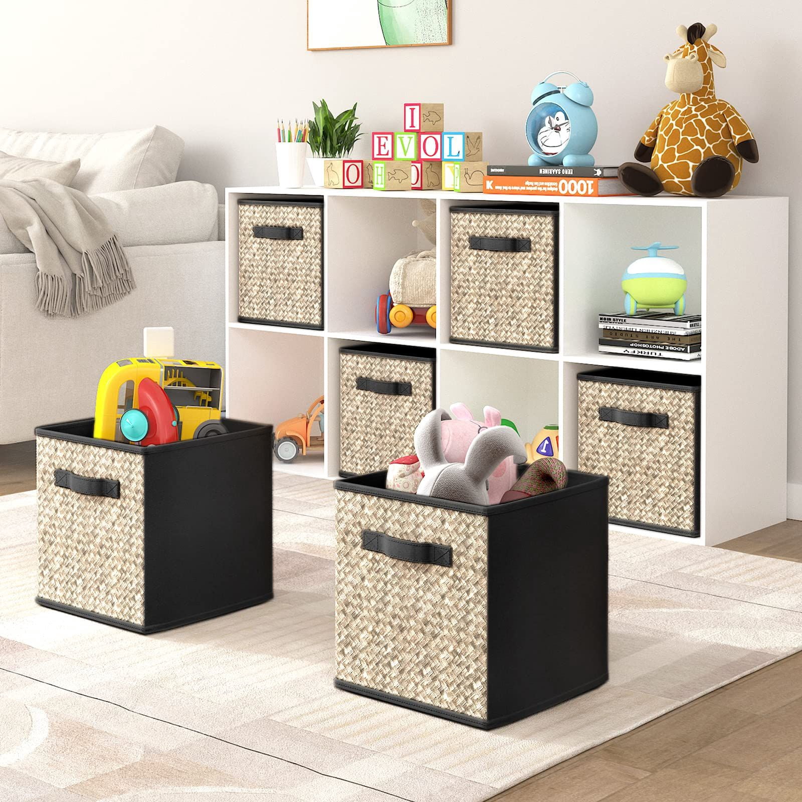 Wisdom Star 11-Inch Collapsible Fabric Cube Organizer, 6-Piece with ...