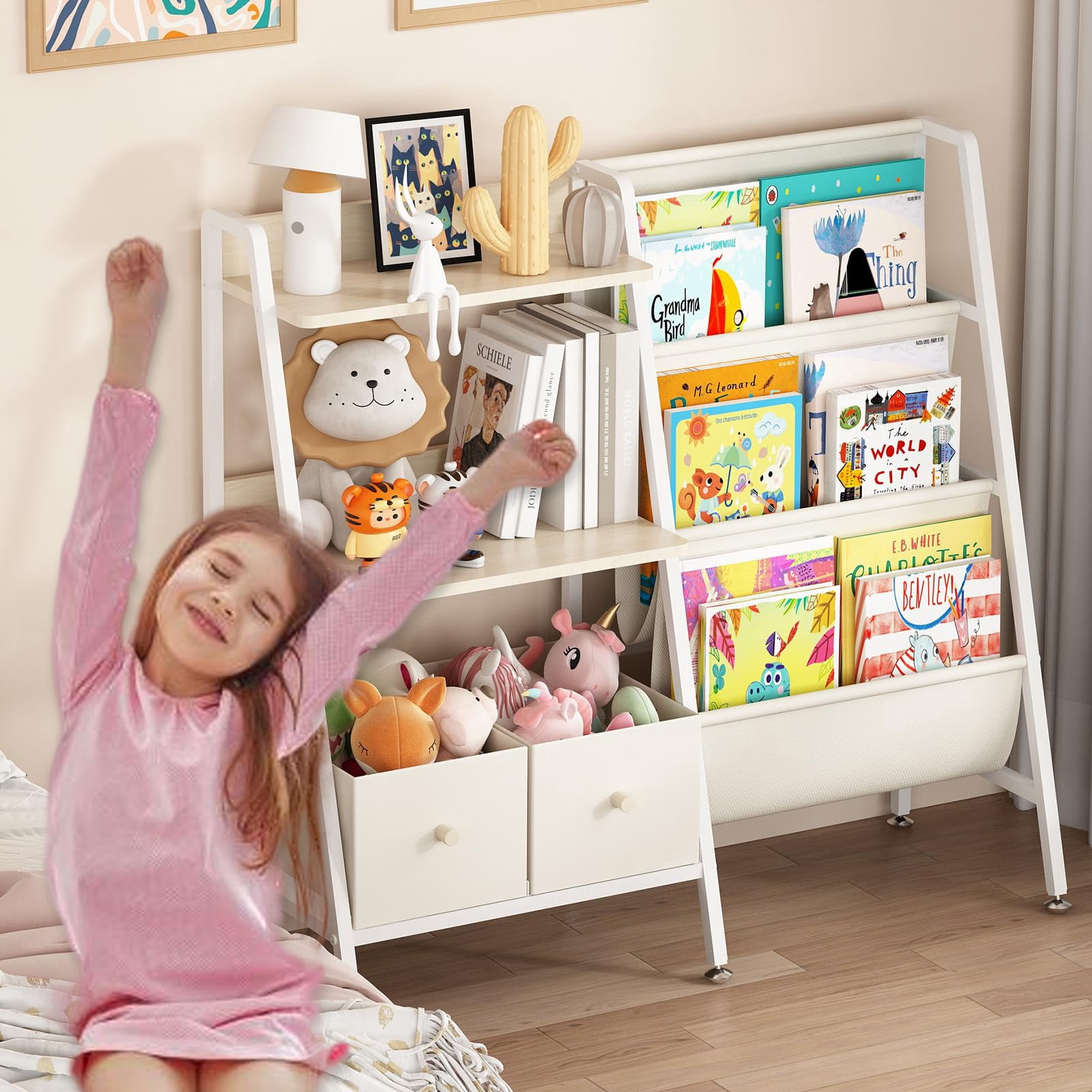Wisdom Star Kids Bookshelf and Toy Storage, Montessori Toddler Book ...