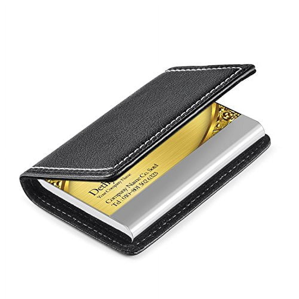 Business Card Holder, Wisdompro PU Leather Metal Credit Name Card ...