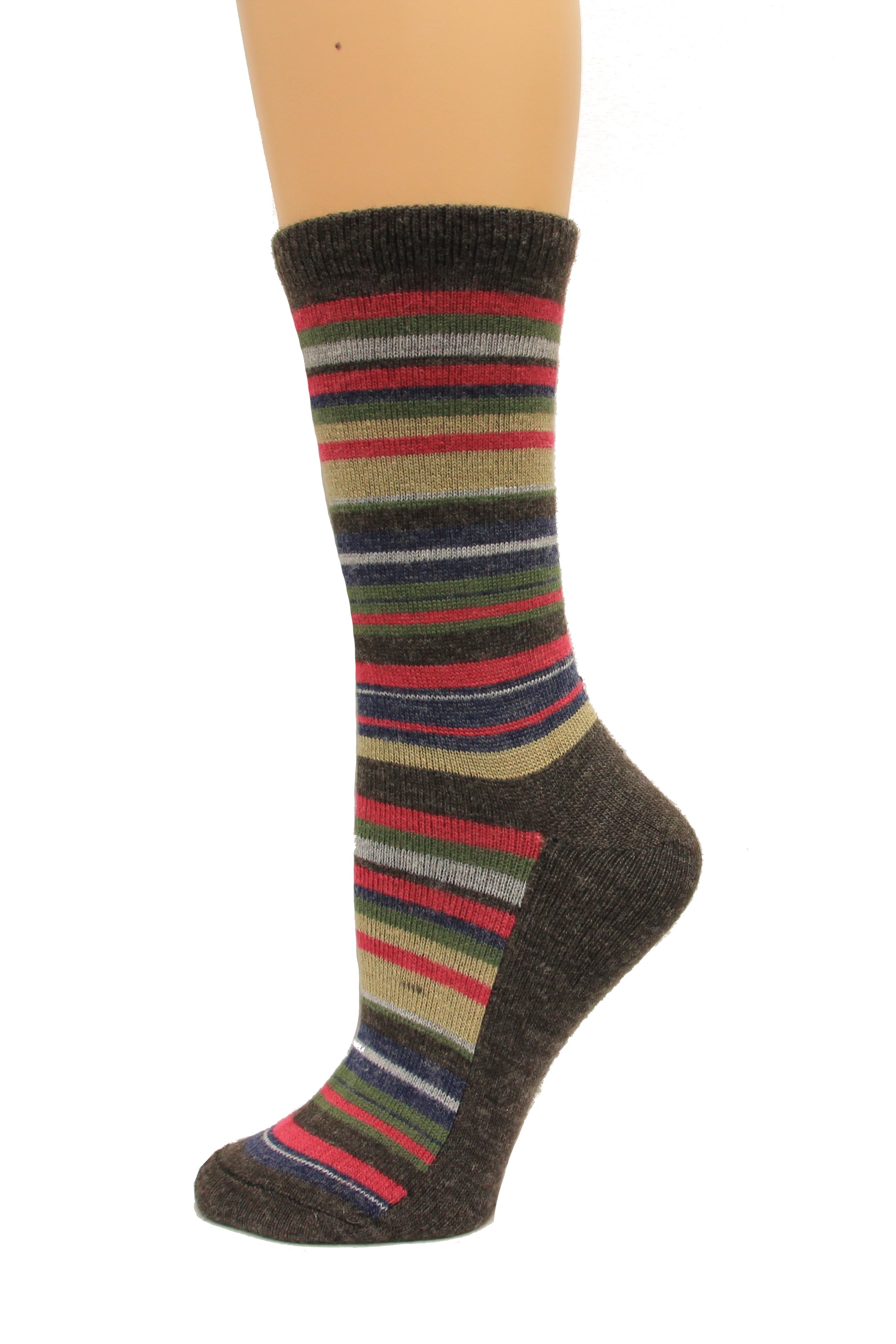 Wise Blend Large Stripe Crew Socks, 1 Pair, Brown, Medium, Shoe Size W ...