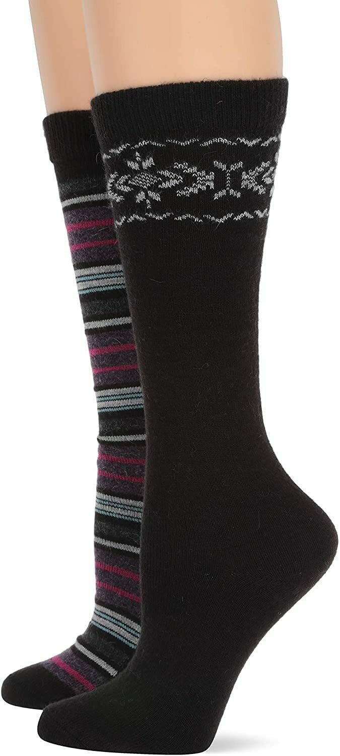 Wise Blend Womens Socks, Angora Wool Pattern Knee High Socks, 2 Pairs ...