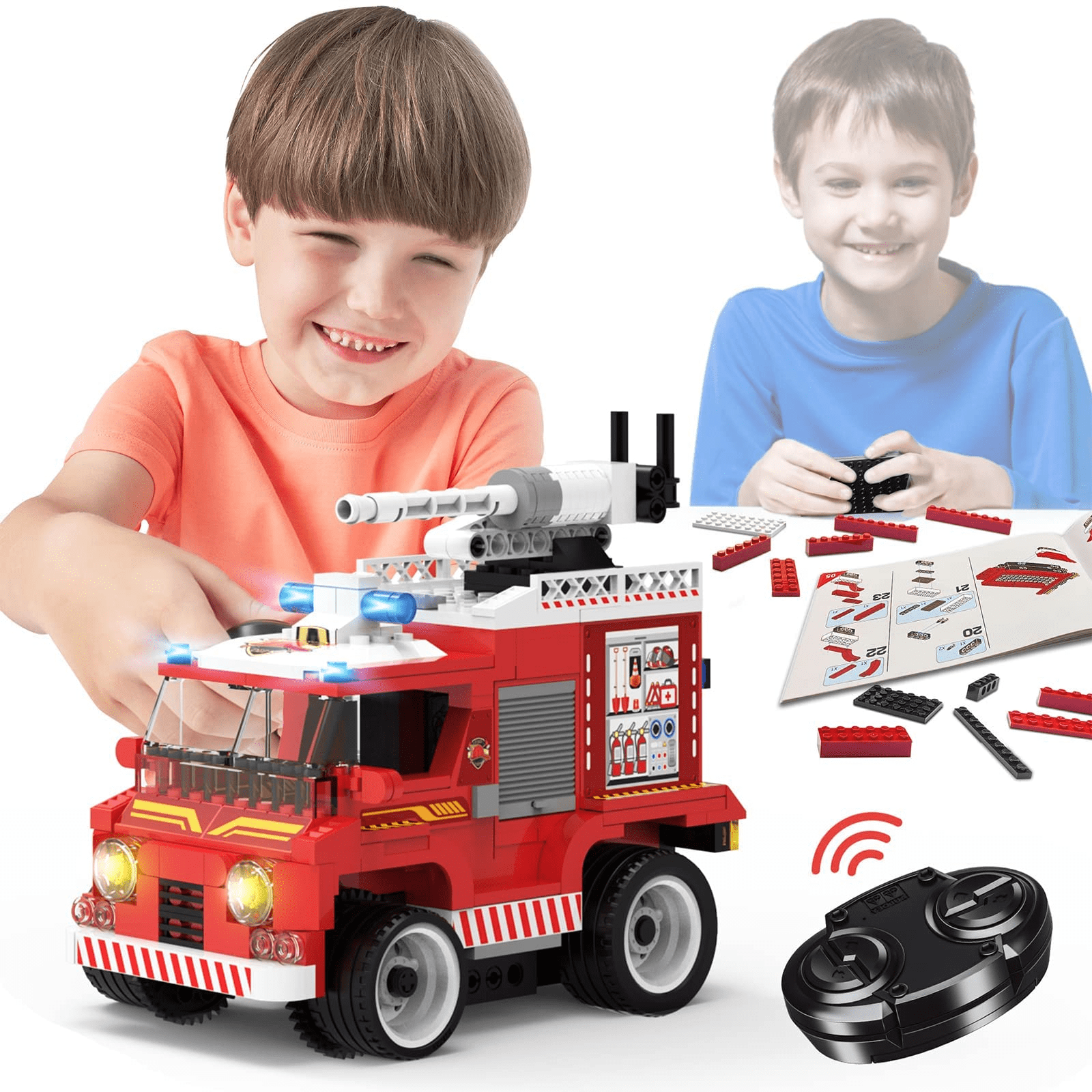 Wise Block Radio Control RC Building Set - 2.4GHz - Fire Truck - 296 ...