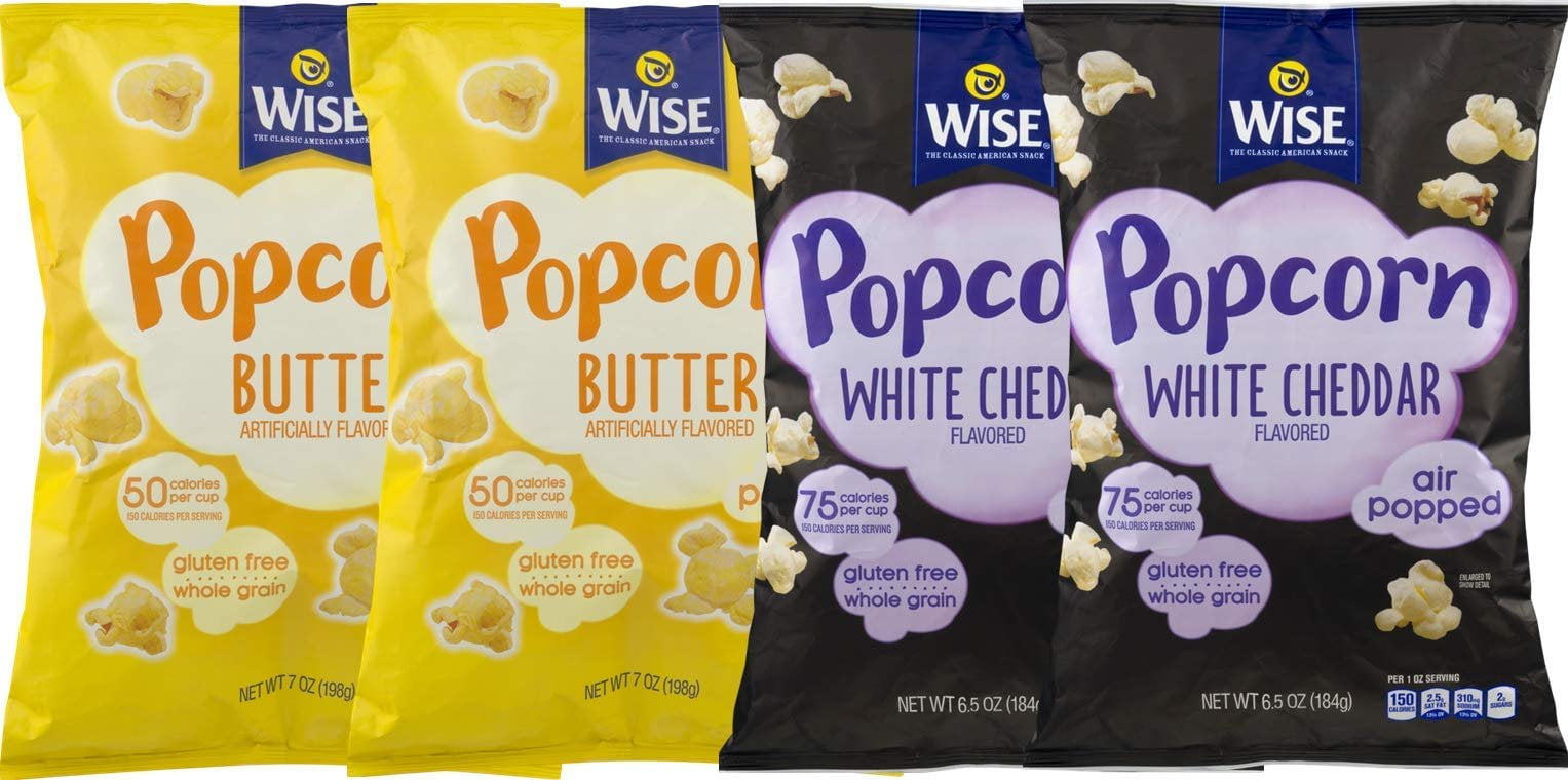 Wise Foods Butter & White Cheddar Air Popped Popcorn Variety 4-Pack ...