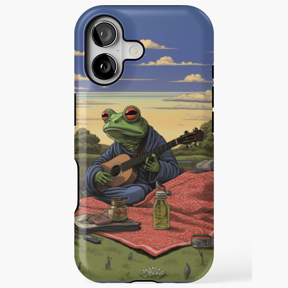 Wise Frog Guitar Picnic Whimsical Art Compatible Phone Case for iPhone ...
