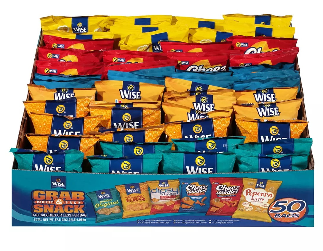 Wise Grab & Snack Individual Portion Variety Pack, 50 ct. Multipack Bagged Chips - Walmart.com