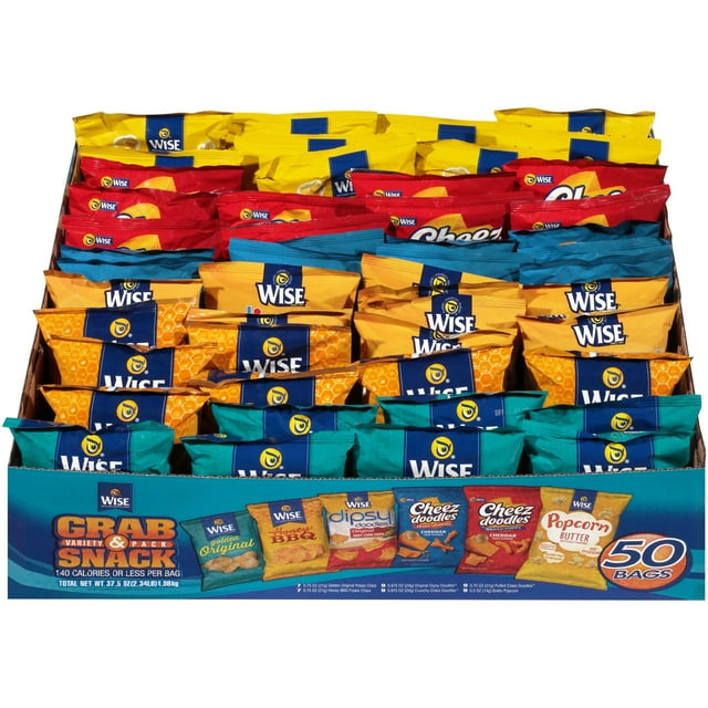 Wise Grab & Snack Variety Packs, 50 Count, Assorted Salty Snacks ...