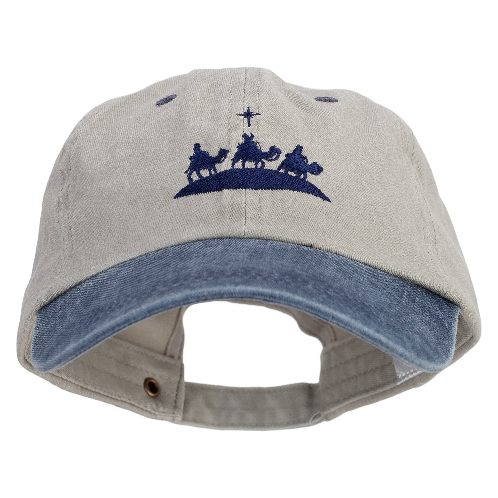 Wise Men Embroidered Pigment Dyed Wash Cap - Beige Navy OSFM - Walmart.com