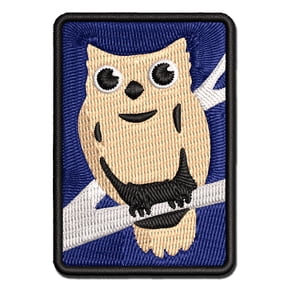 Barn Owl Standing in the Night Applique Multi-Color Embroidered Iron-On ...