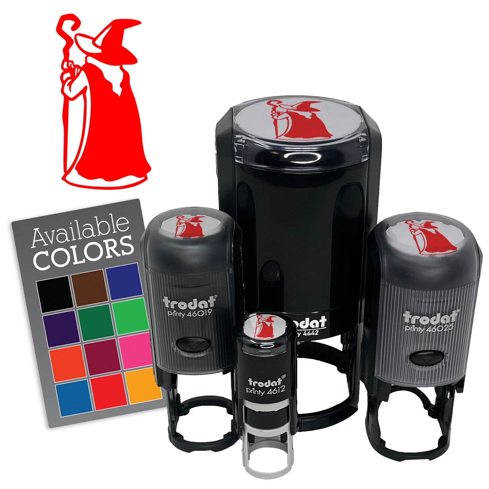Wise Old Wizard Back Looking Away Mage Sorcerer Self-Inking Rubber ...