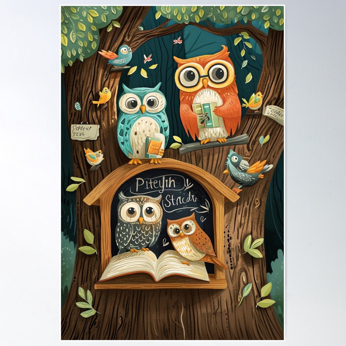 Wise Owl Classroom Poster Wall Art, Modern Wall Decor For Living Room ...