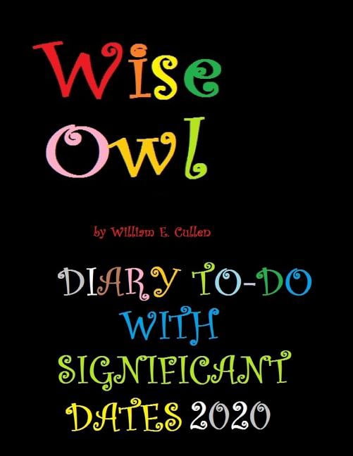 WISE OWL: DIARY TO-DO 2020 With Significant Dates Paperback 1074501926 ...
