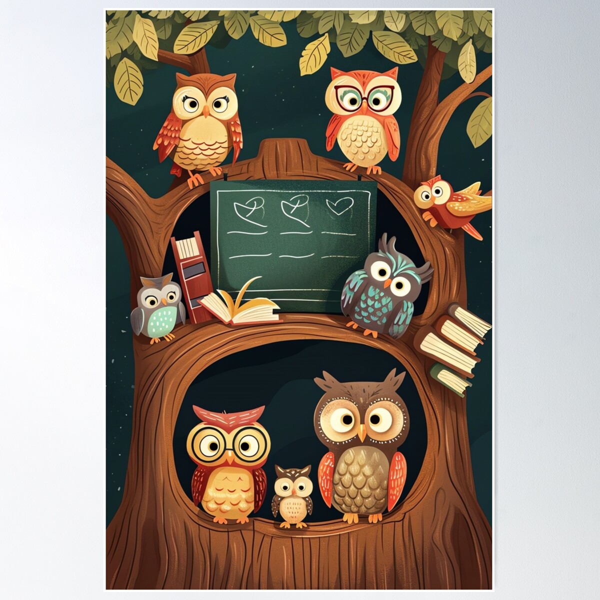 Wise Owls Classroom Poster Wall Art, Modern Wall Decor For Living Room ...