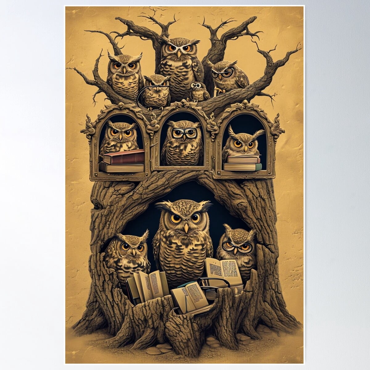Wise Owls In The Classroom Poster Wall Art, Modern Wall Decor For ...