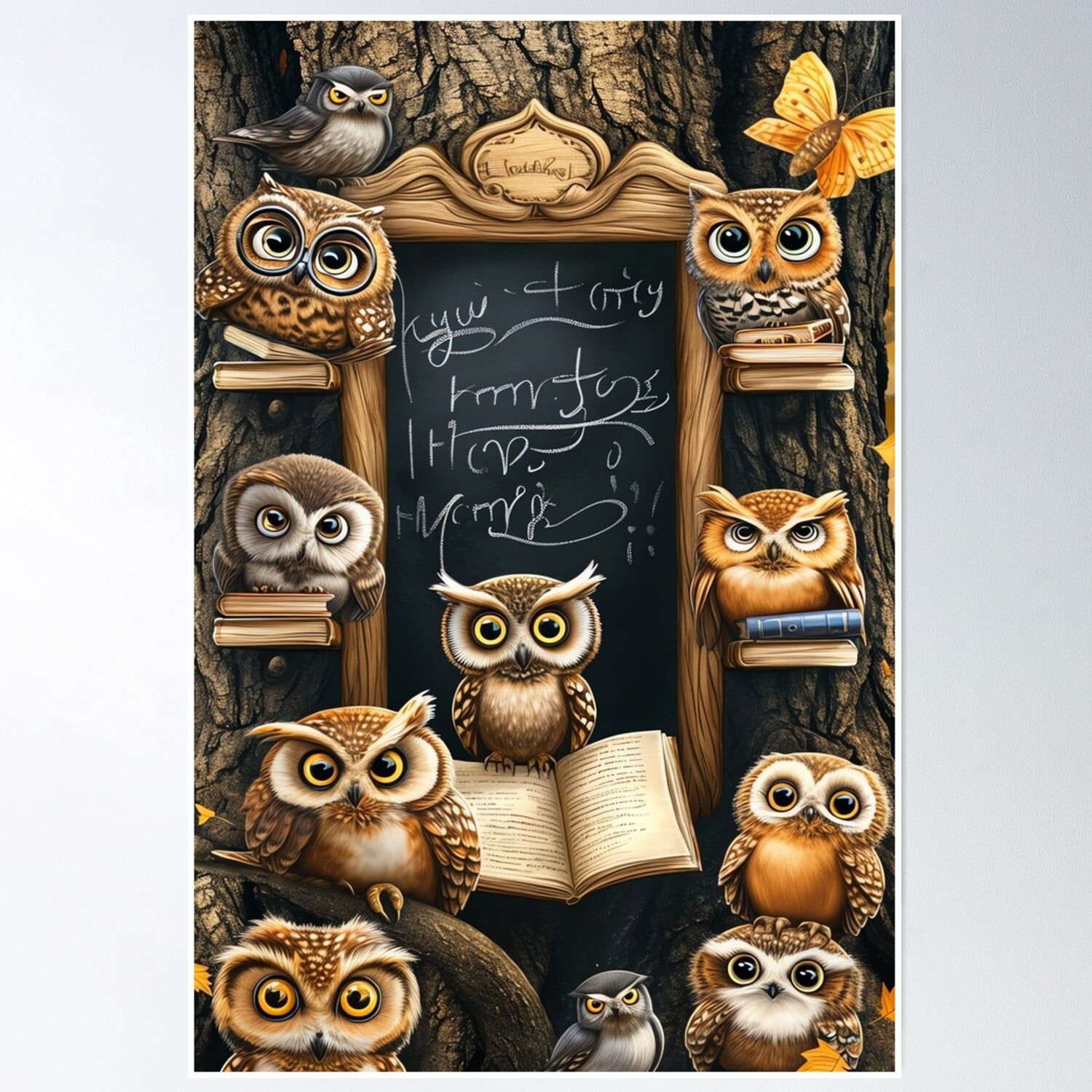 Wise Owls Of Knowledge Poster Wall Art, Modern Wall Decor, 12x18 ...