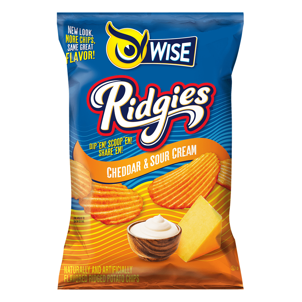 Wise Snacks Ridgies Cheddar and Sour Cream Potato Chips Bulk Snack for ...