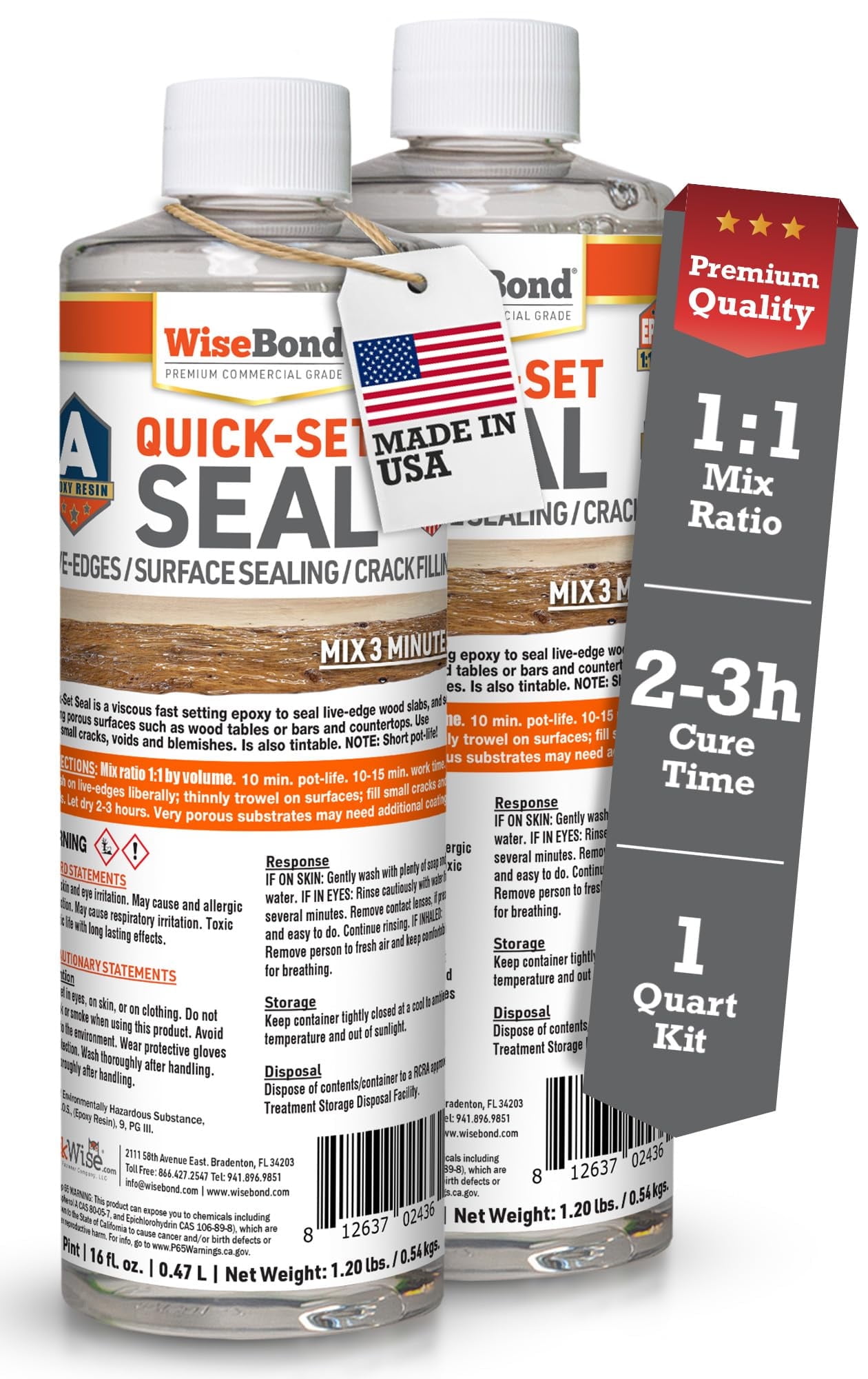WiseBond Quick Set Seal 1-Quart Kit, Epoxy Resin Seal Wood Live Edges ...