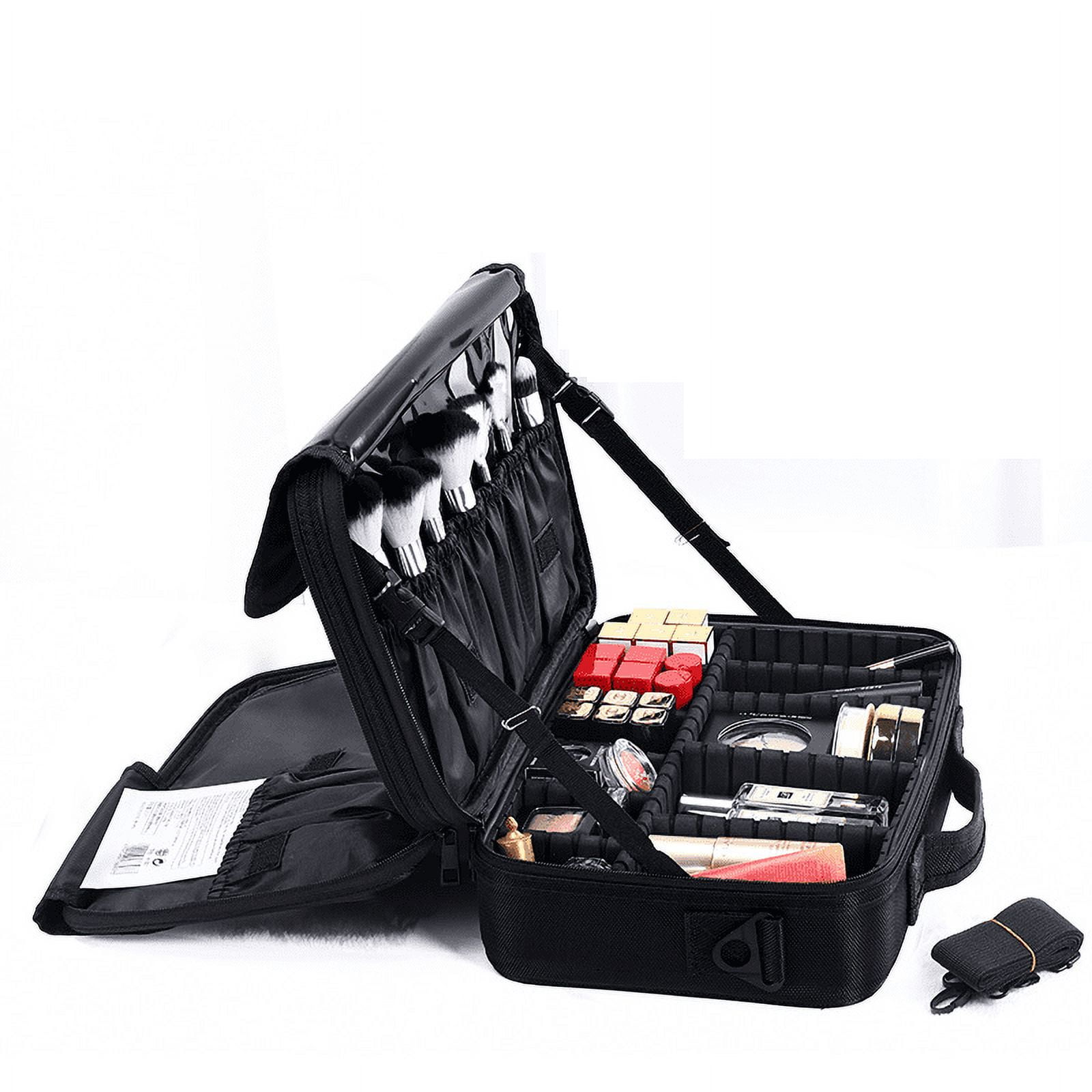 WiseWater Travel Makeup Bag with Dividers, Cosmetic Bag Train Case ...