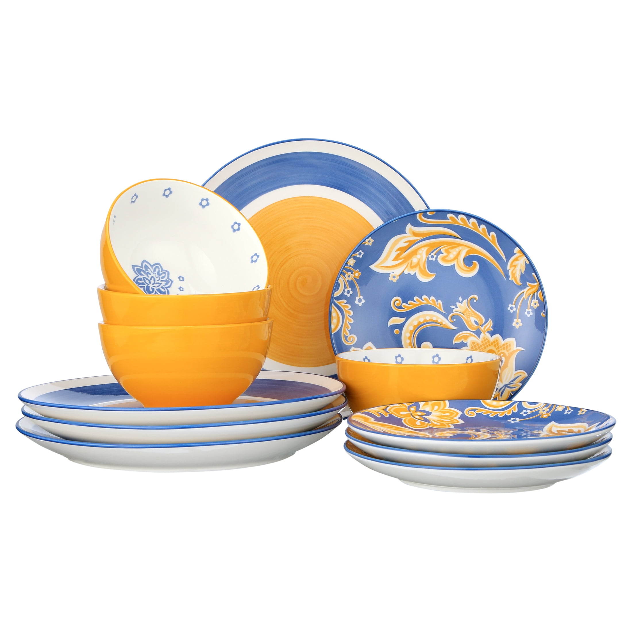 Wisenvoy Ceramic Dinnerware Sets for 4, Dishwasher & Microwave Safe ...