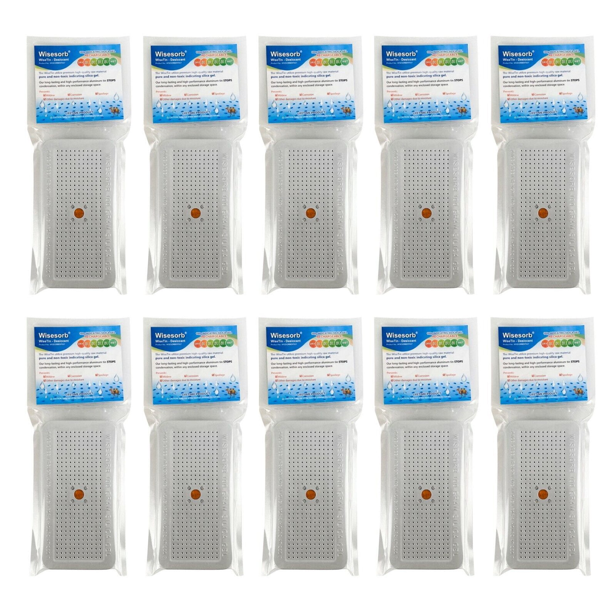 Wisesorb 10 Packs 100 Gram Indicating Silica Gel Canister, Silica Gel ...