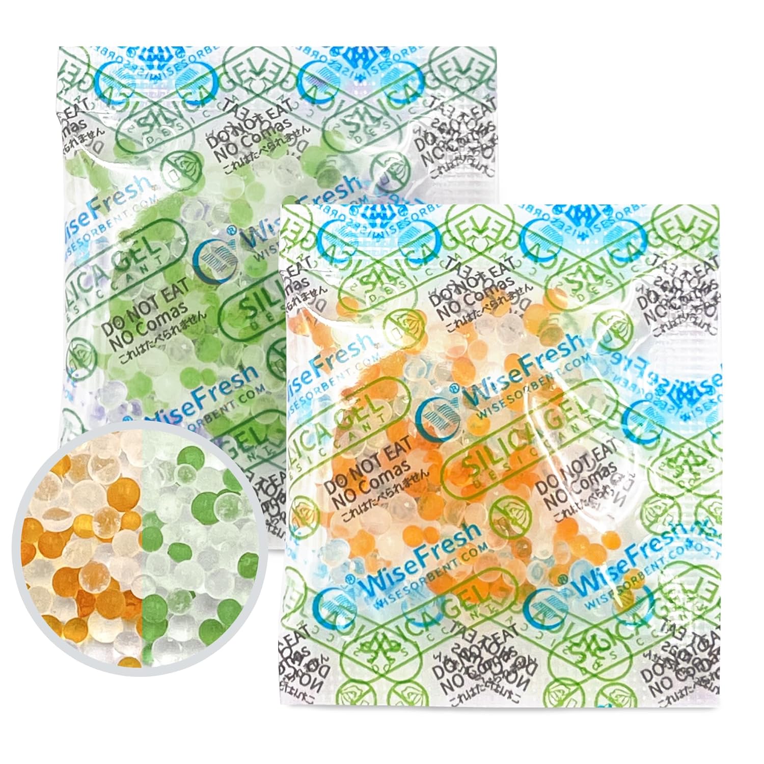 Wisesorb 100Pcs 2g Desiccant Packs, Silica Gel Packets Orange to Green ...