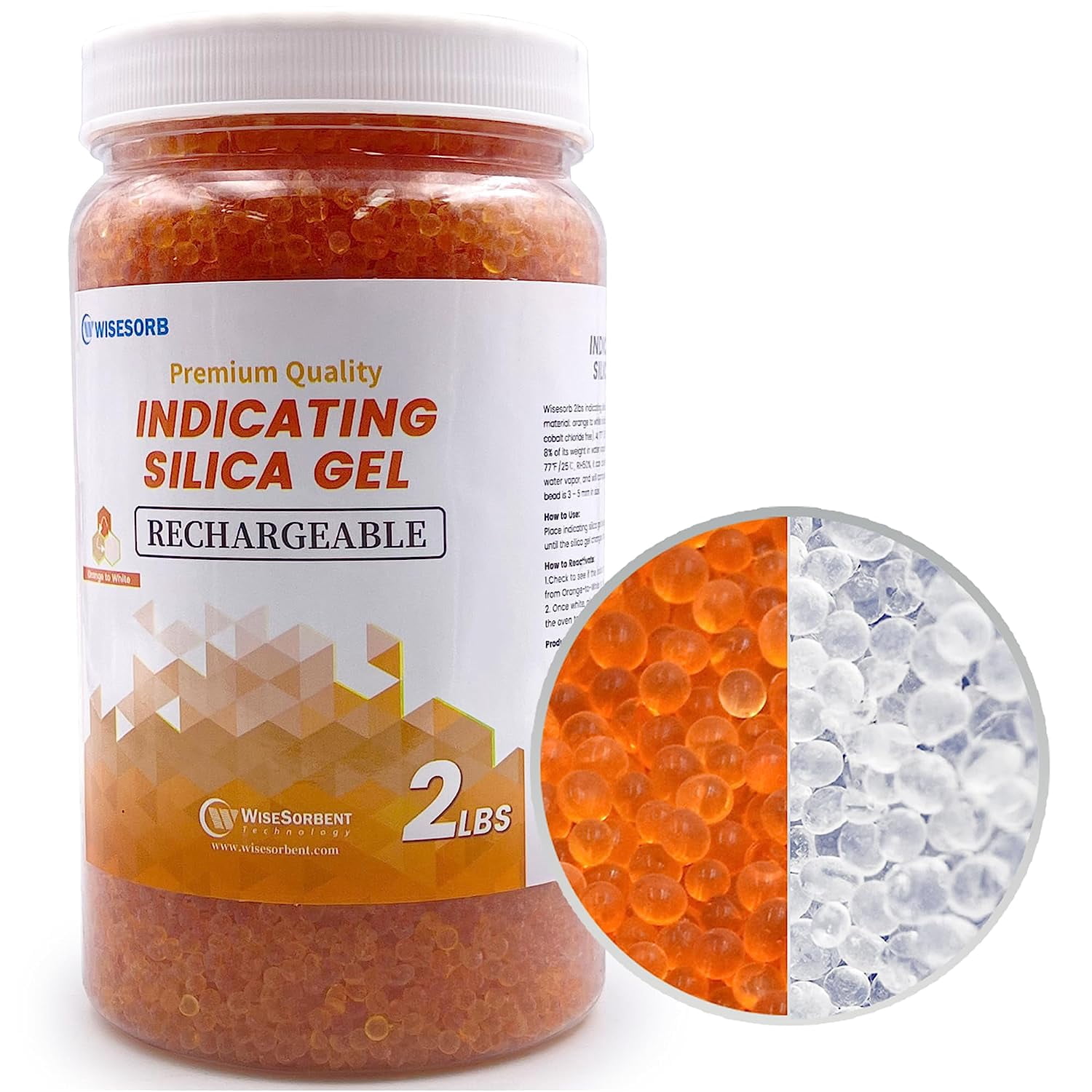 Wisesorb [2 LBS] Orange Premium Indicating Silica Gel Beads (Industry ...