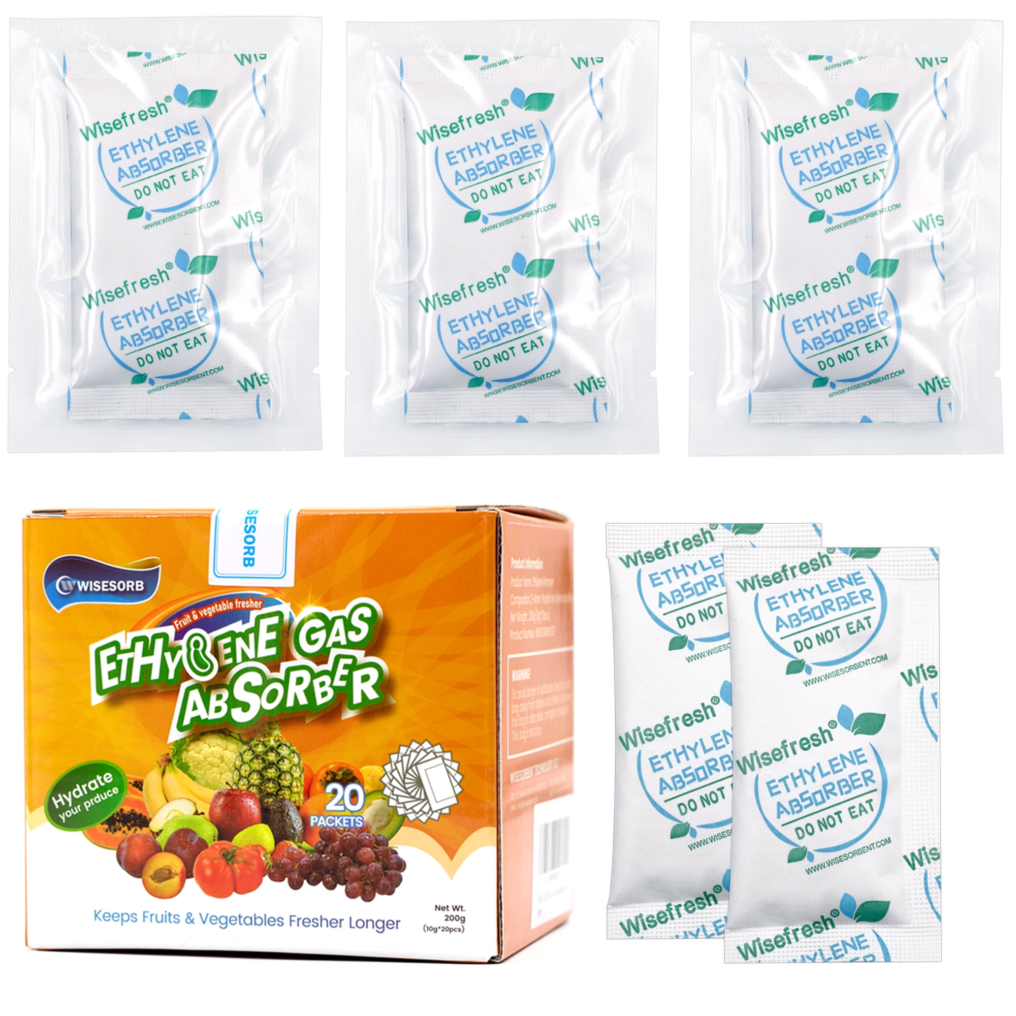 Wisesorb 20Pcs 10 Gram Ethylene Gas Absorber Packet, Vegetable & Fruit ...