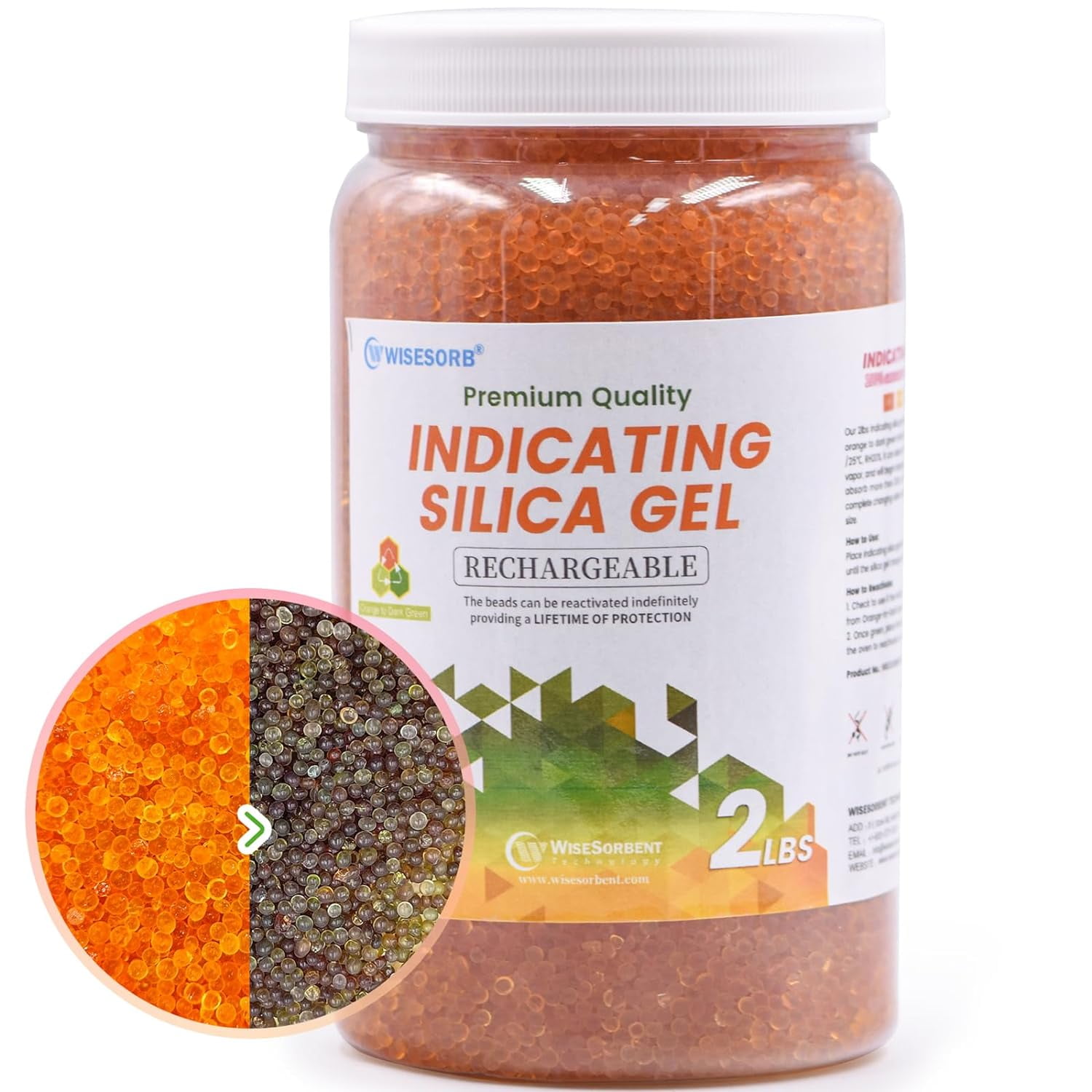 Wisesorb 2LBS Orange Premium Indicating Silica Gel Desiccant Beads ...