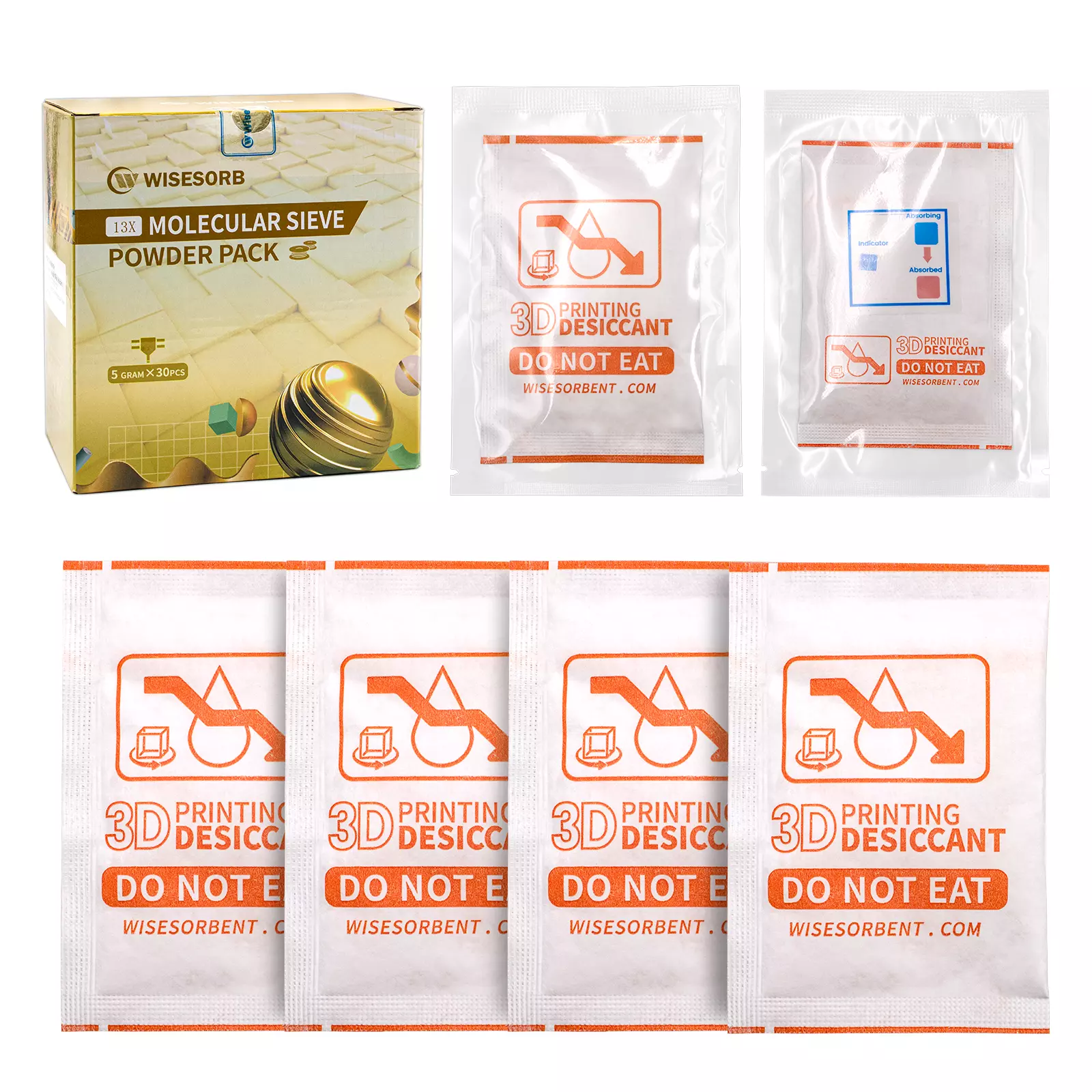 Wisesorb 30Pcs 5 Gram 13X Molecular Sieve Powder Packs for 3D Printer ...