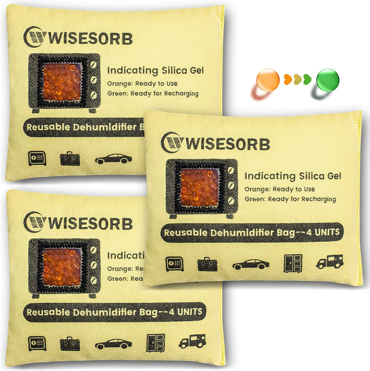 Wisesorb 3Pcs 120 Gram Rechargeable Gun Safe Dehumidifier, Color ...