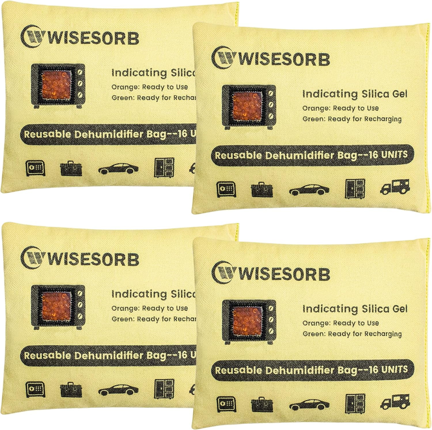 Wisesorb 4Pcs 500 Gram Rechargeable Gun Safe Dehumidifier, Color ...