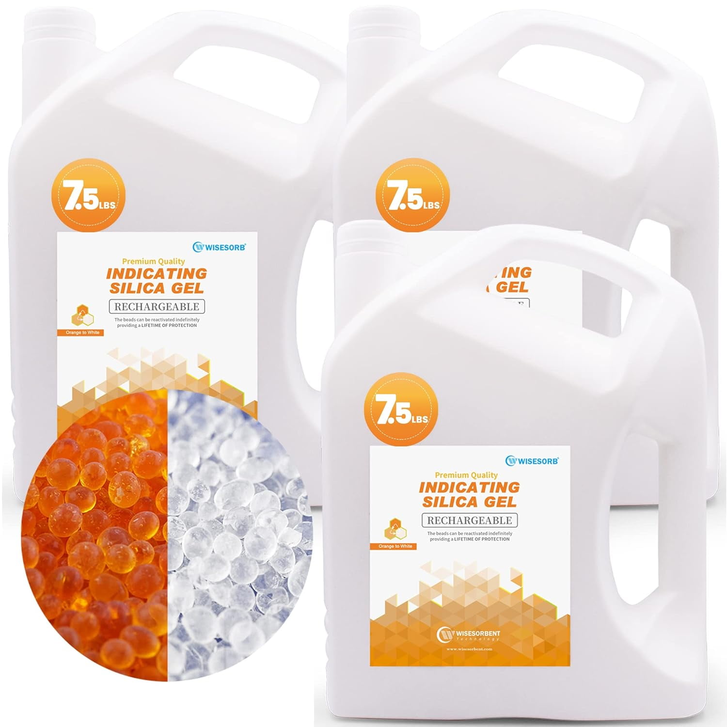 Wisesorb Premium 22.5 LBS Indicating Silica Gel Beads (Orange to White ...