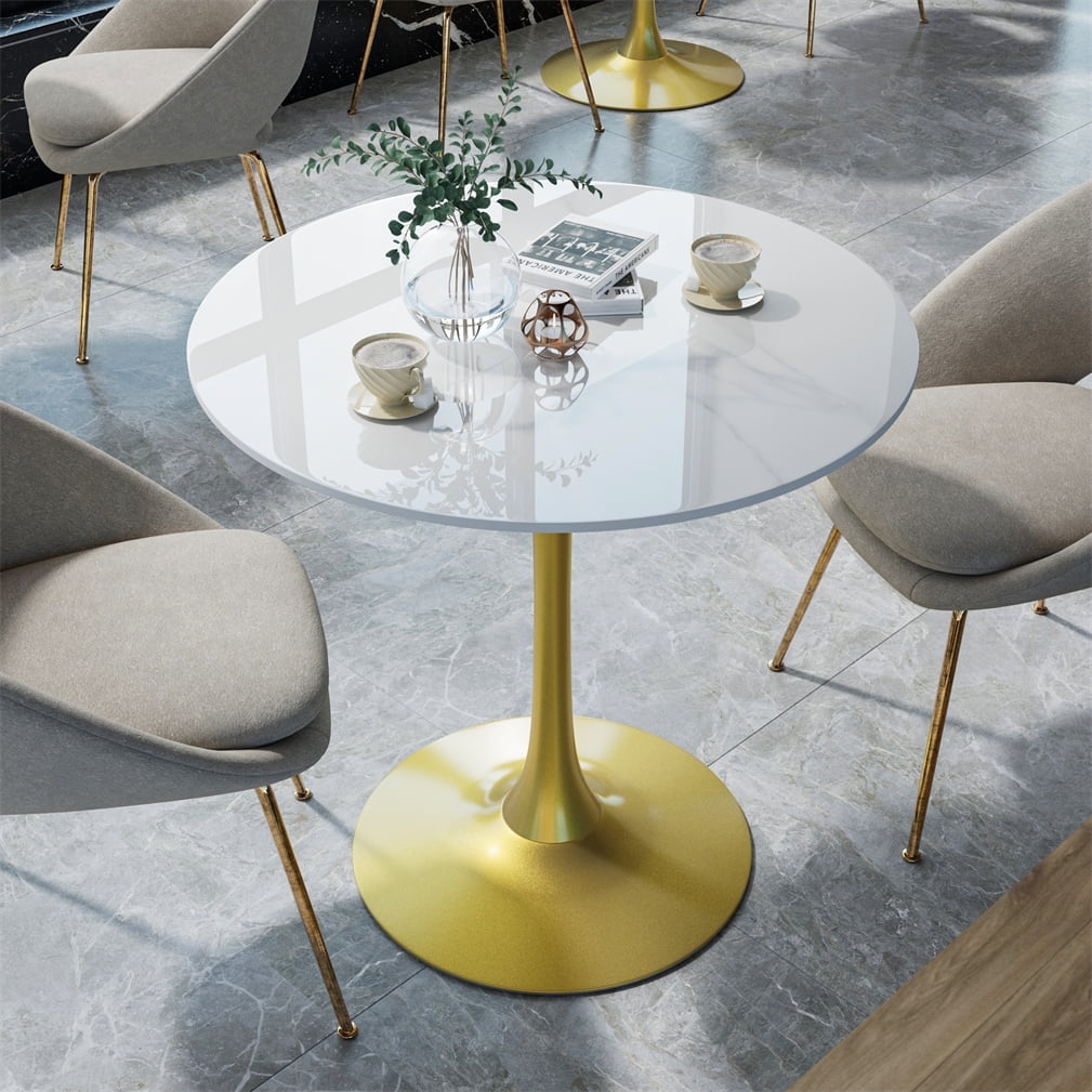 Wisfor 2-4 Person Dining Table Home Leisure Table w/ Metal Stable Base ...